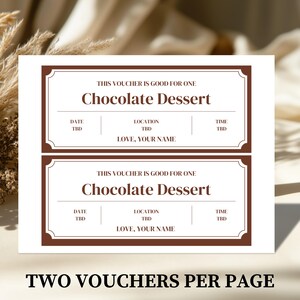 Editable Chocolate Dessert Voucher, Printable Chocolate Dessert Coupon ...