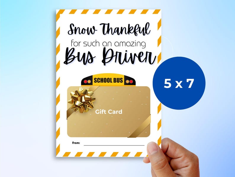 Printable Bus Driver Gift Card Holder, Christmas Gift Card Holder, Bus ...