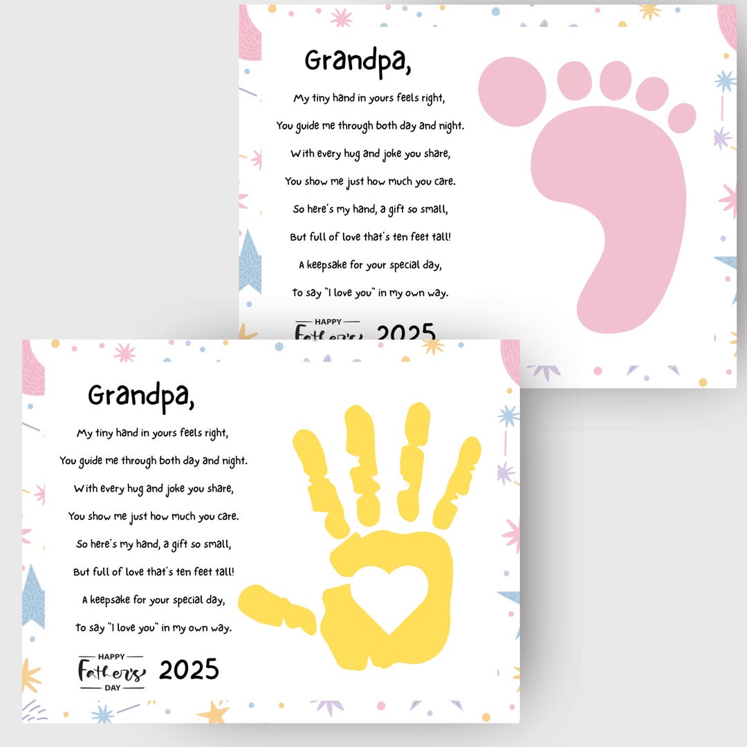 Grandpa Fathers Day Handprint Art, Fathers Day Poem, Toddler Gift for ...