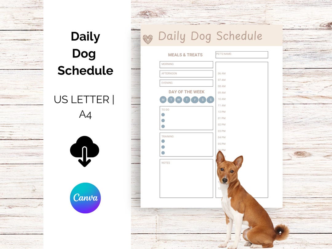 Editable Dog Daily Schedule, Daily Pet Schedule, Pet Planner, Dog ...