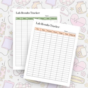 Editable Lab Results Tracker, Lab Tracker, Caregiver Log, Caregiver ...