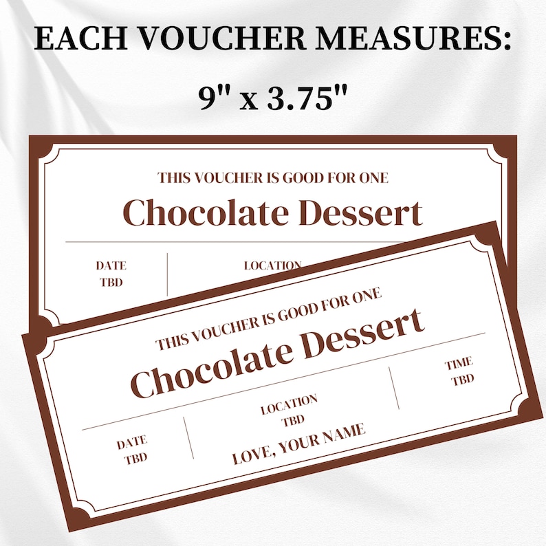 Editable Chocolate Dessert Voucher, Printable Chocolate Dessert Coupon ...