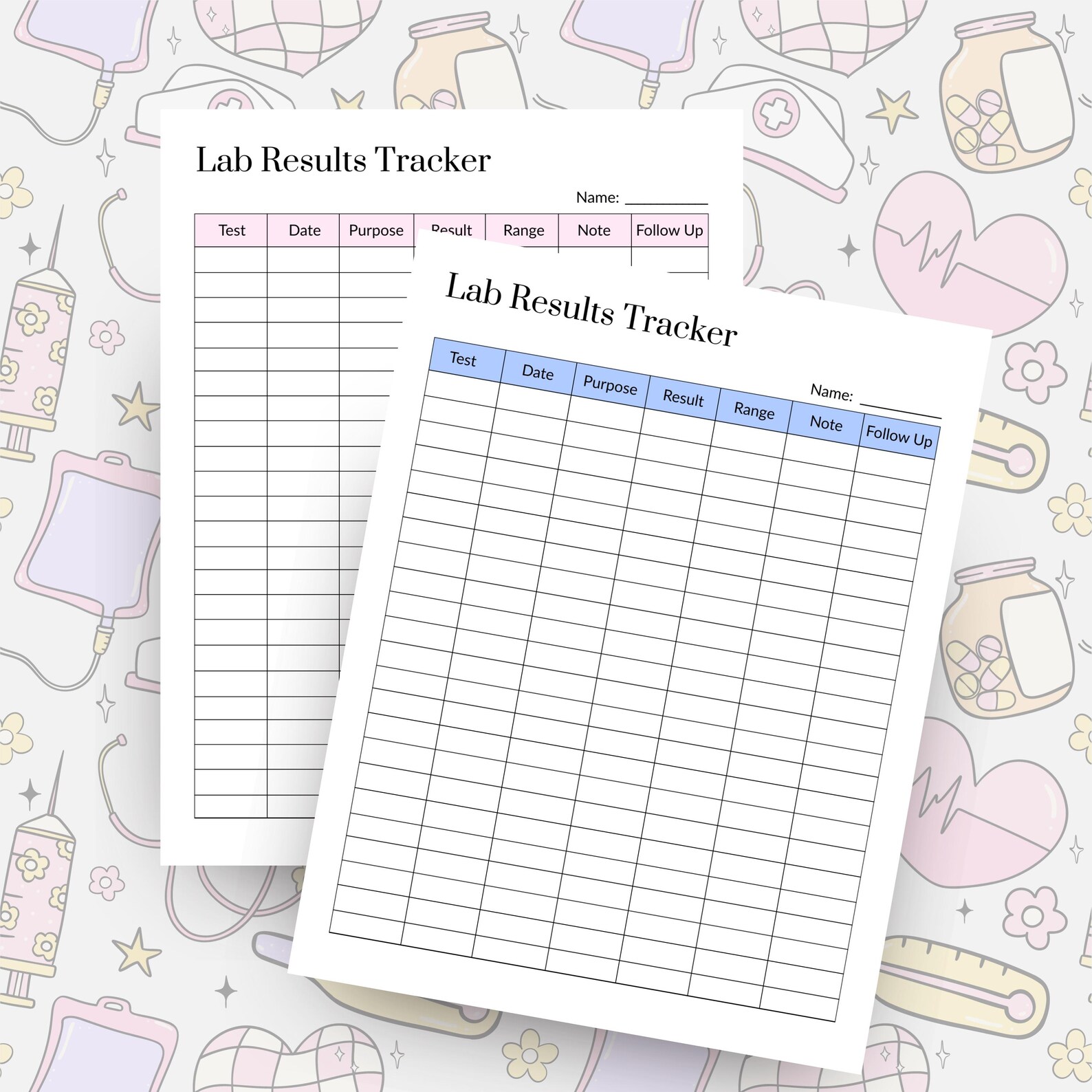 Editable Lab Results Tracker, Lab Tracker, Caregiver Log, Caregiver ...