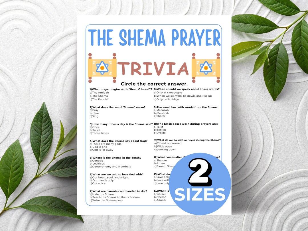 The Shema Prayer Trivia Game for Kids, Old Testament Worksheet ...