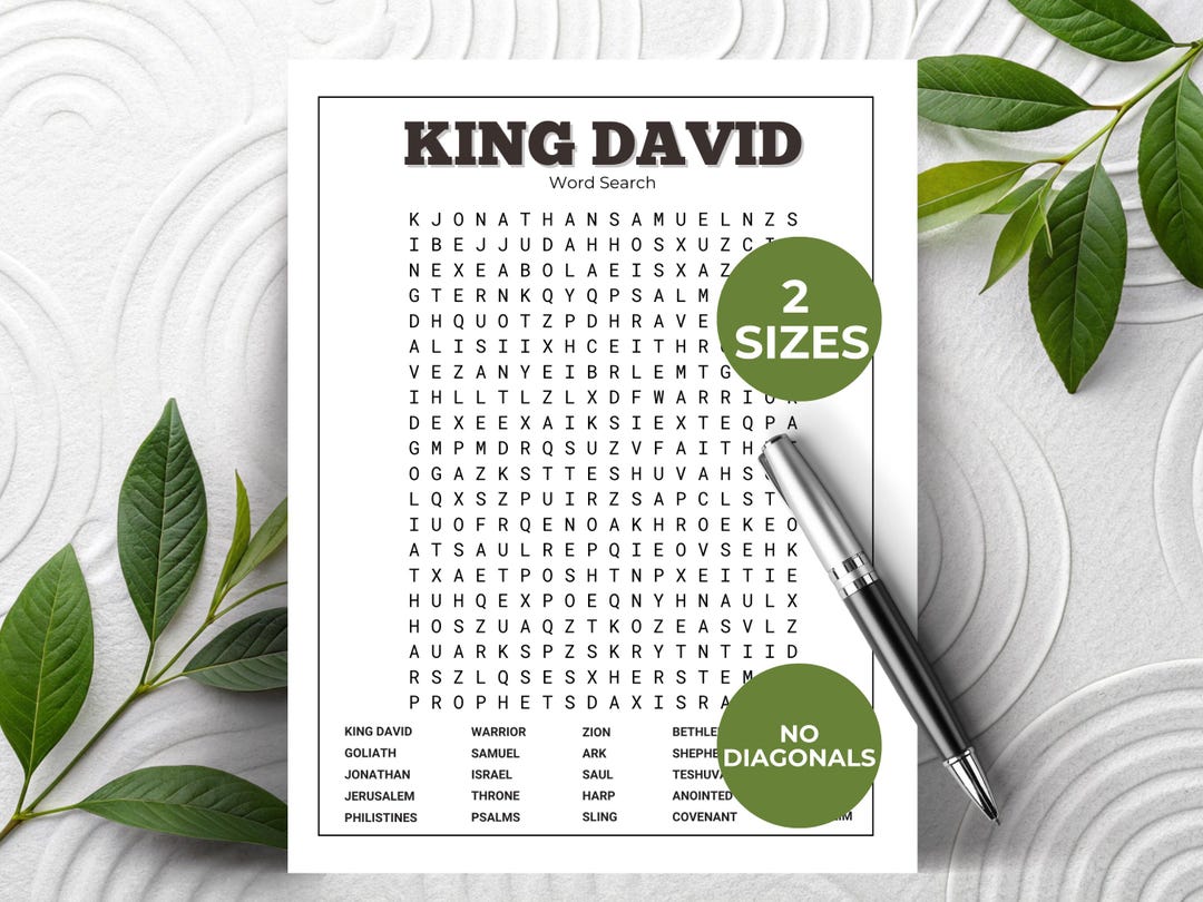 King David Word Search Puzzle, Old Testament, Bible Torah Study ...
