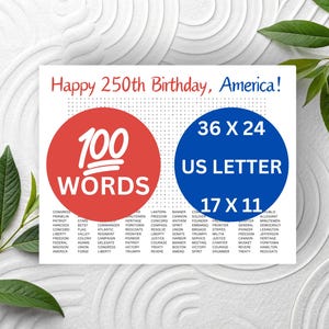 250th Anniversary Word Search - Etsy