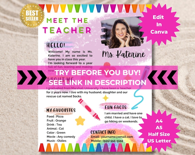 All About My Teacher Printable, Meet the Teacher Survey, Get to Know ...