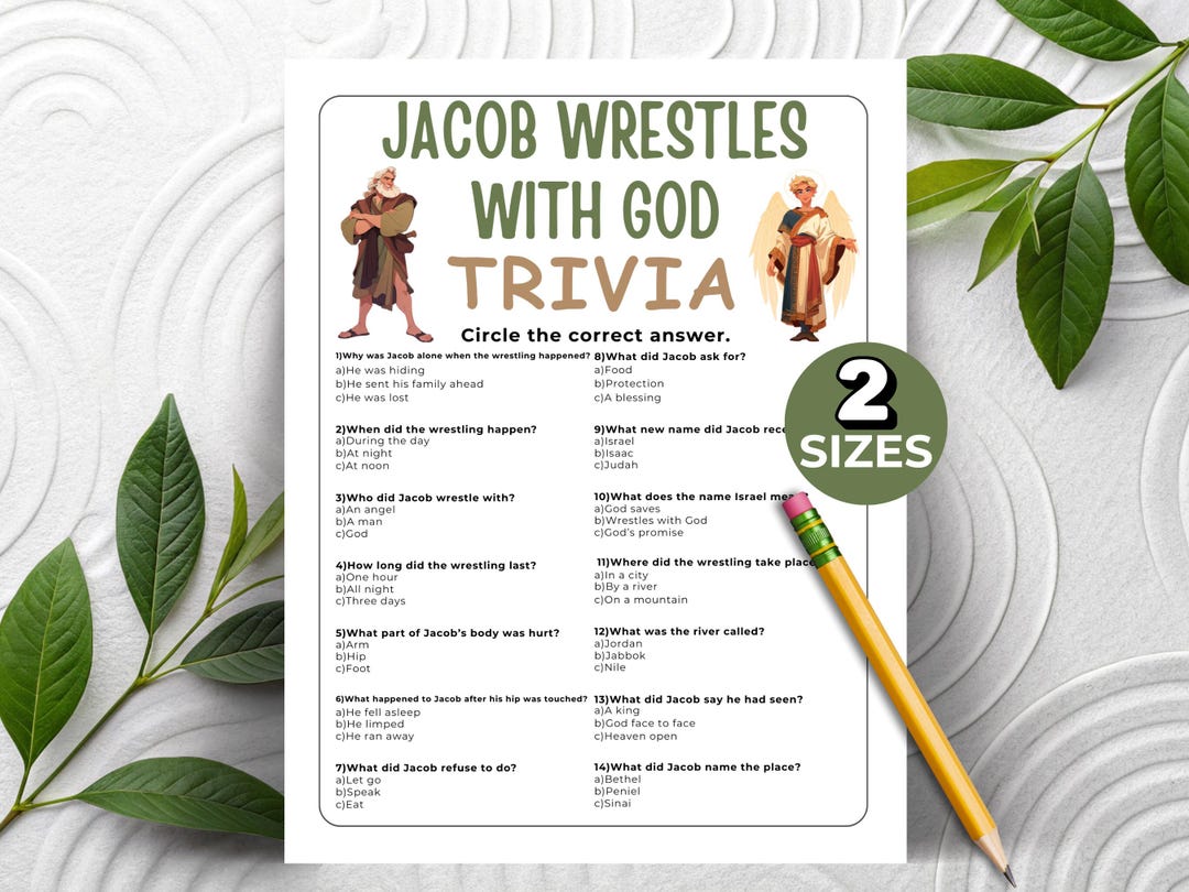 Jacob Wrestles With God Trivia Game for Kids, Old Testament Worksheet ...