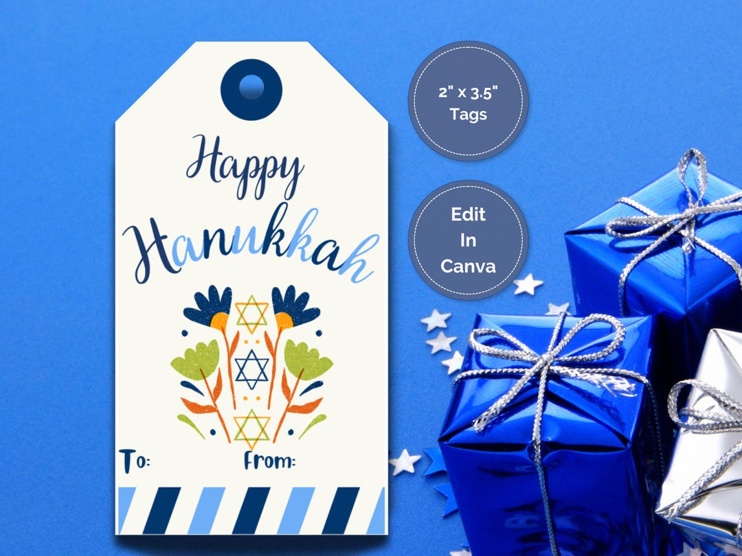 Customizable Hanukkah Gift Tags, Instant Download, Happy Hannukah ...
