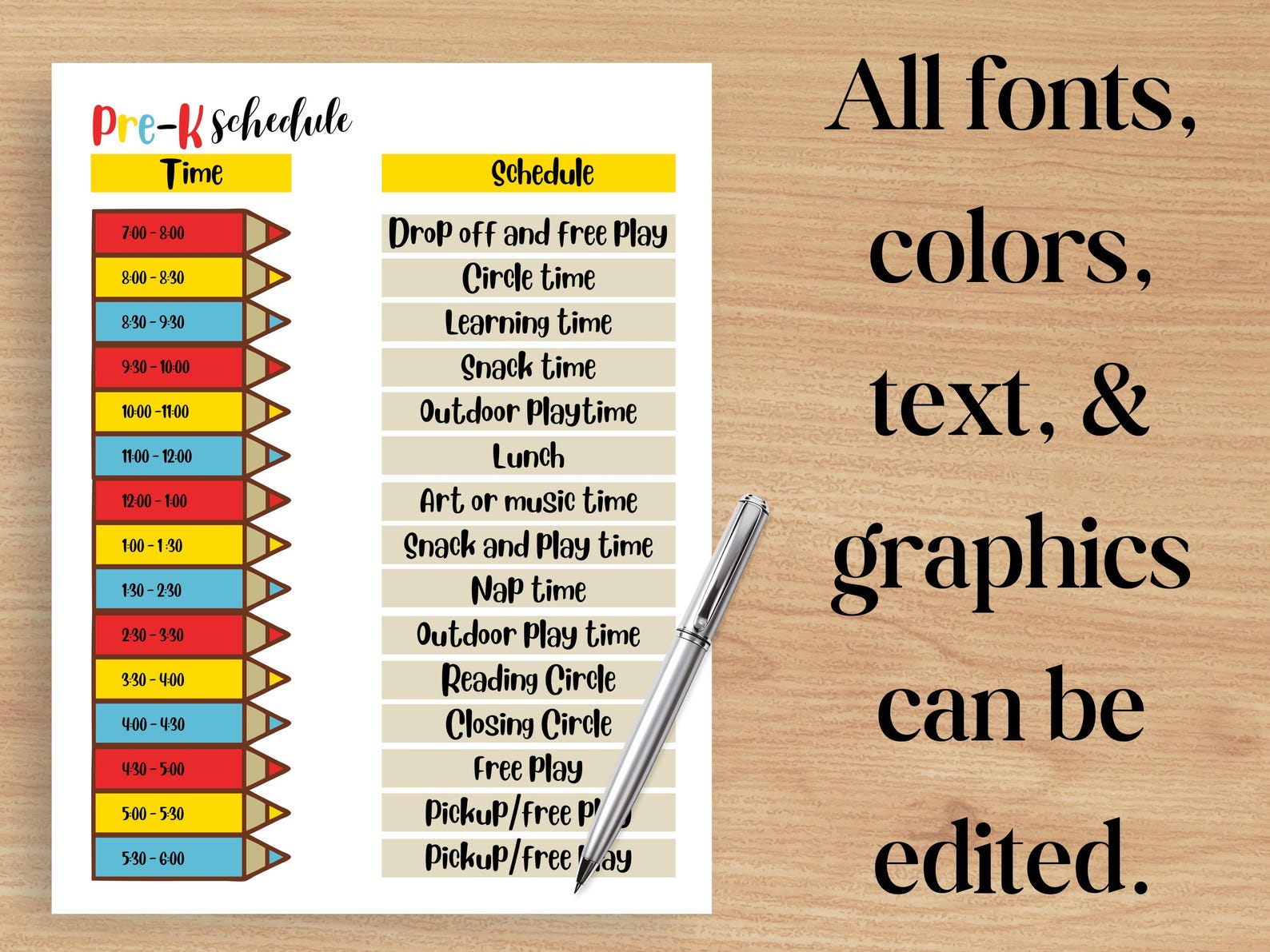 Editable Pre-k Daycare Schedule, Daycare Forms, Daily Routine, Home ...