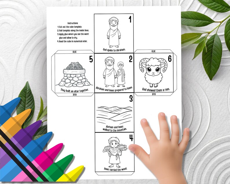 Binding of Isaac Coloring Cube Craft, Akedah, Parsha Vayera, Printable ...