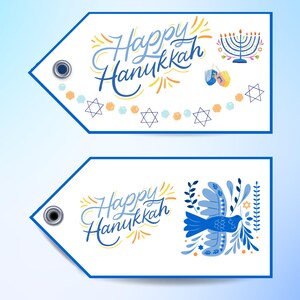 Editable Hanukkah Gift Tag Bundle, Modern Hanukkah Printable, Hanukkah ...