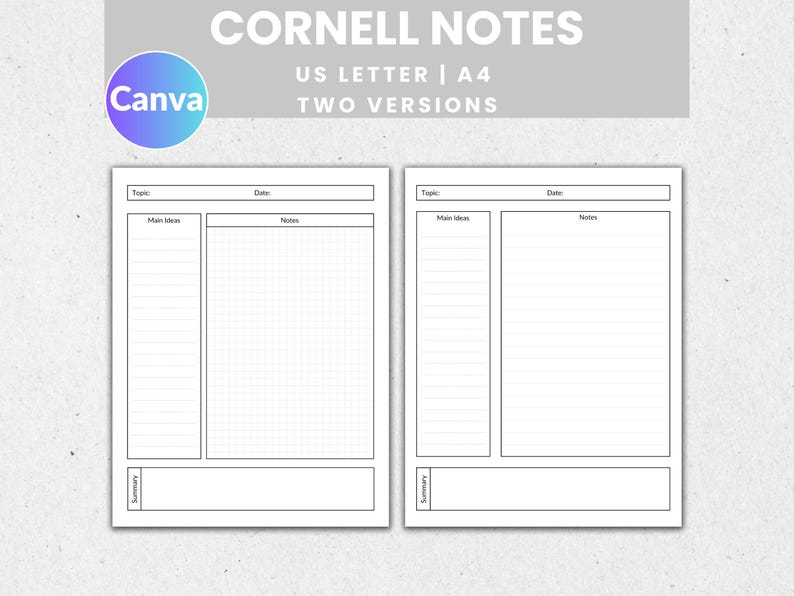 Editable Cornell Notes Template, Cornell Template, Cornell Method ...