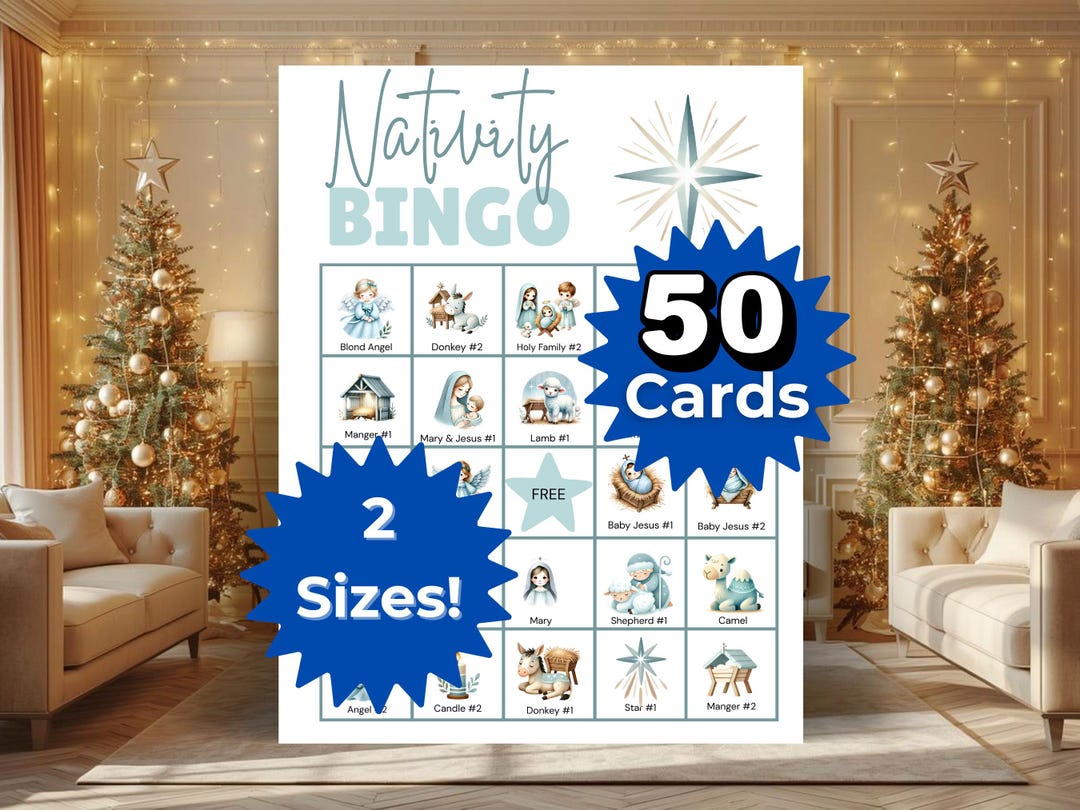 Christmas Nativity Bingo Cards for Kids, Family Reunion Bingo, Holiday ...