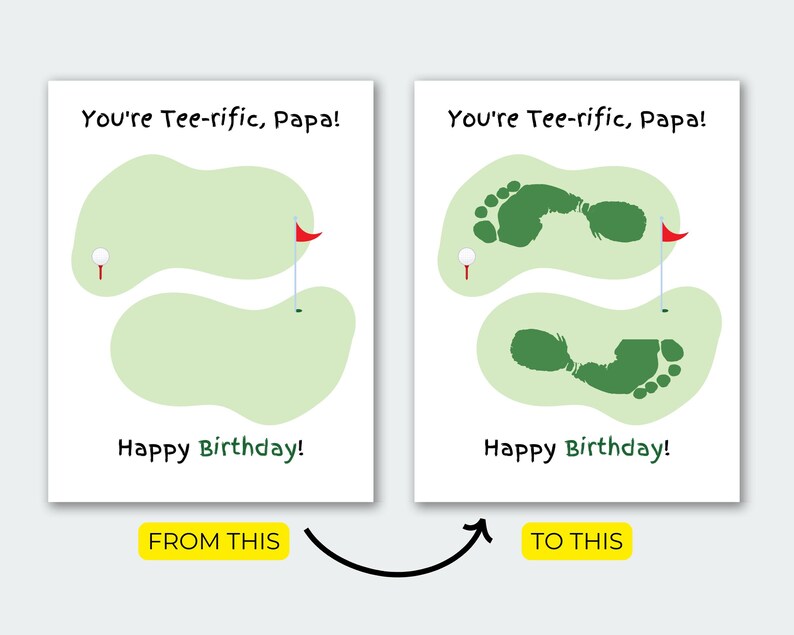 Golf Grandpa Birthday Handprint Art, Papa Birthday Card, Golf Handprint ...