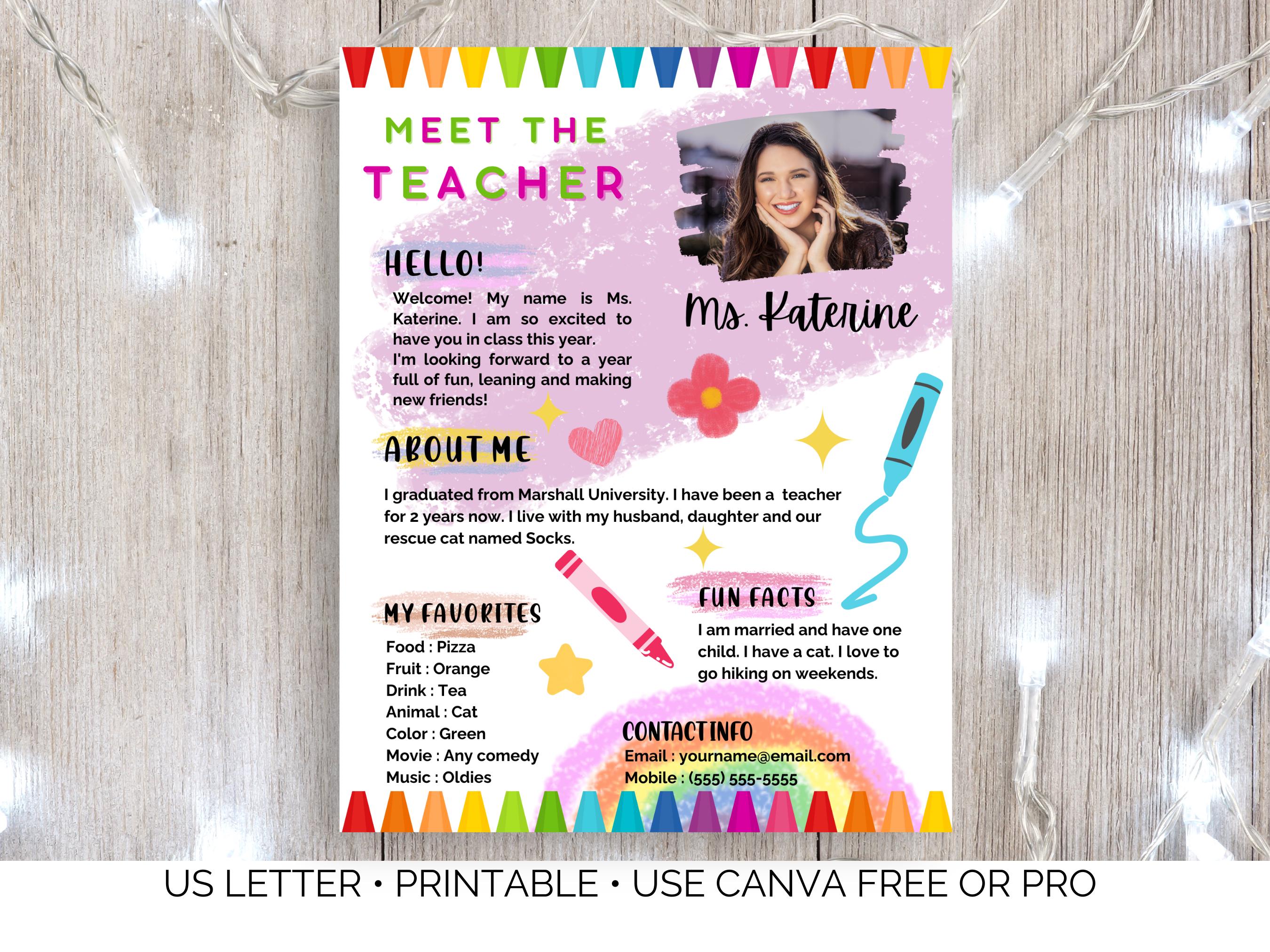 Printable Meet the Teacher, Meet the Teacher Template, Get to Know You ...