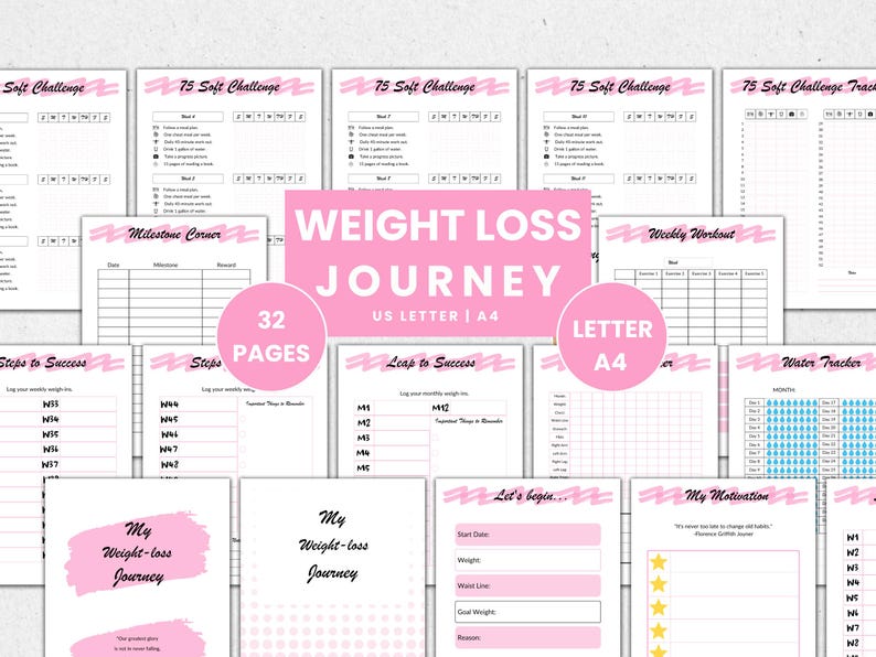 Editable Weight Loss Tracker Digital, Weight Loss Planner, Weight Loss ...