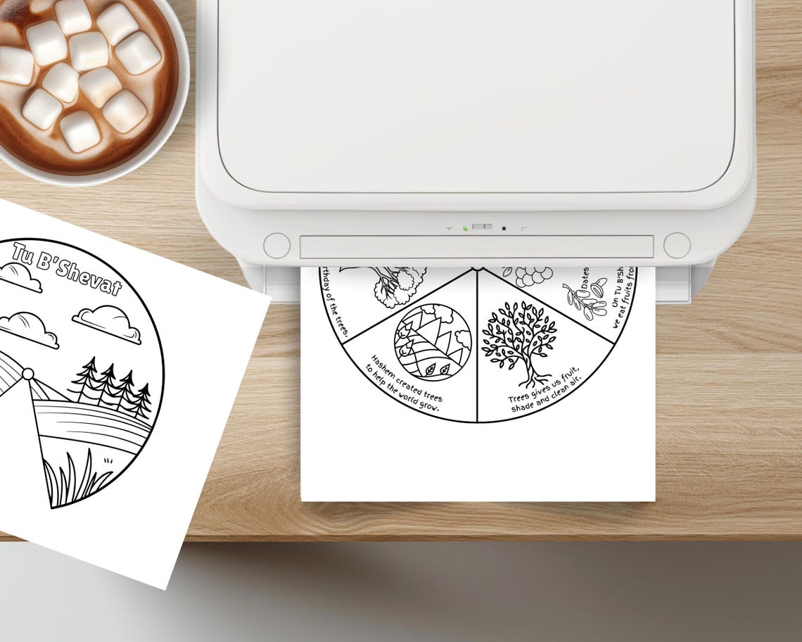 Tu B'shevat Coloring Wheel Craft, Printable Tu Bishvat Kids Activity ...