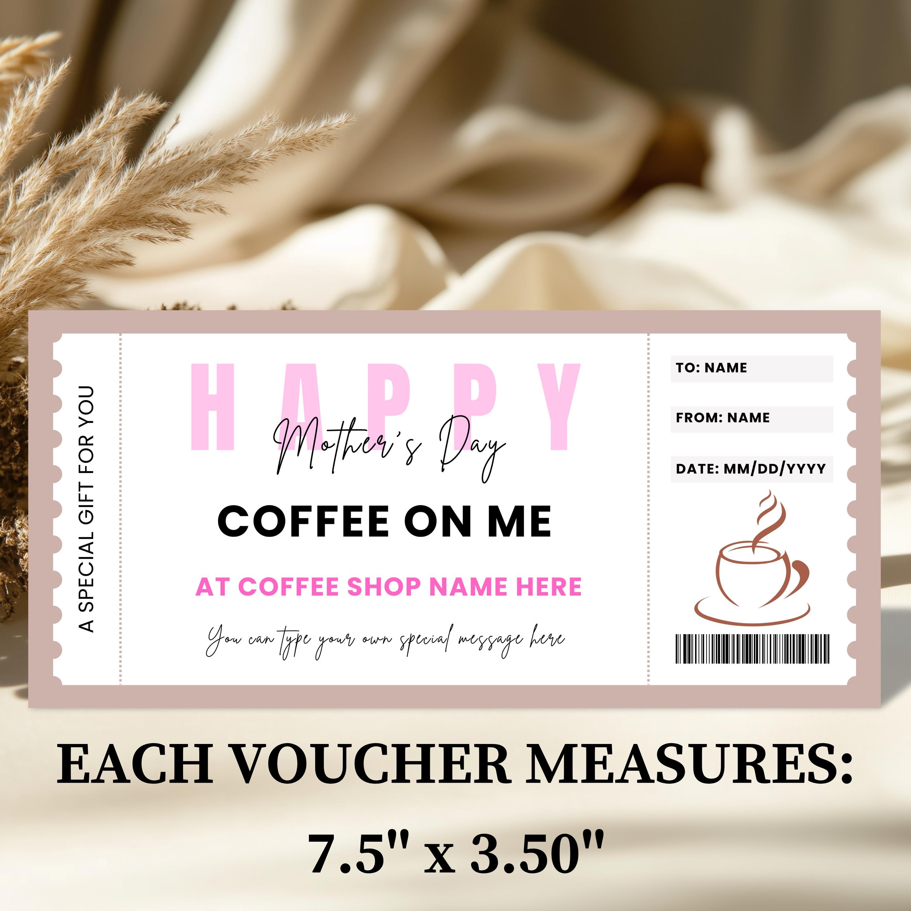 Editable Mother's Day Coffee Voucher, Coffee Date Ticket, Coffee Date ...