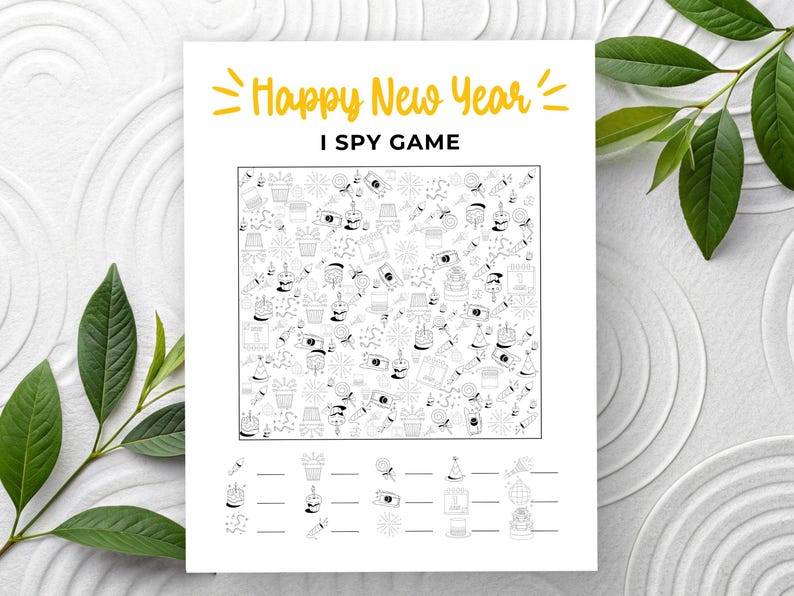 New Years I Spy Game Coloring Worksheets for Kids, Seek and Find ...