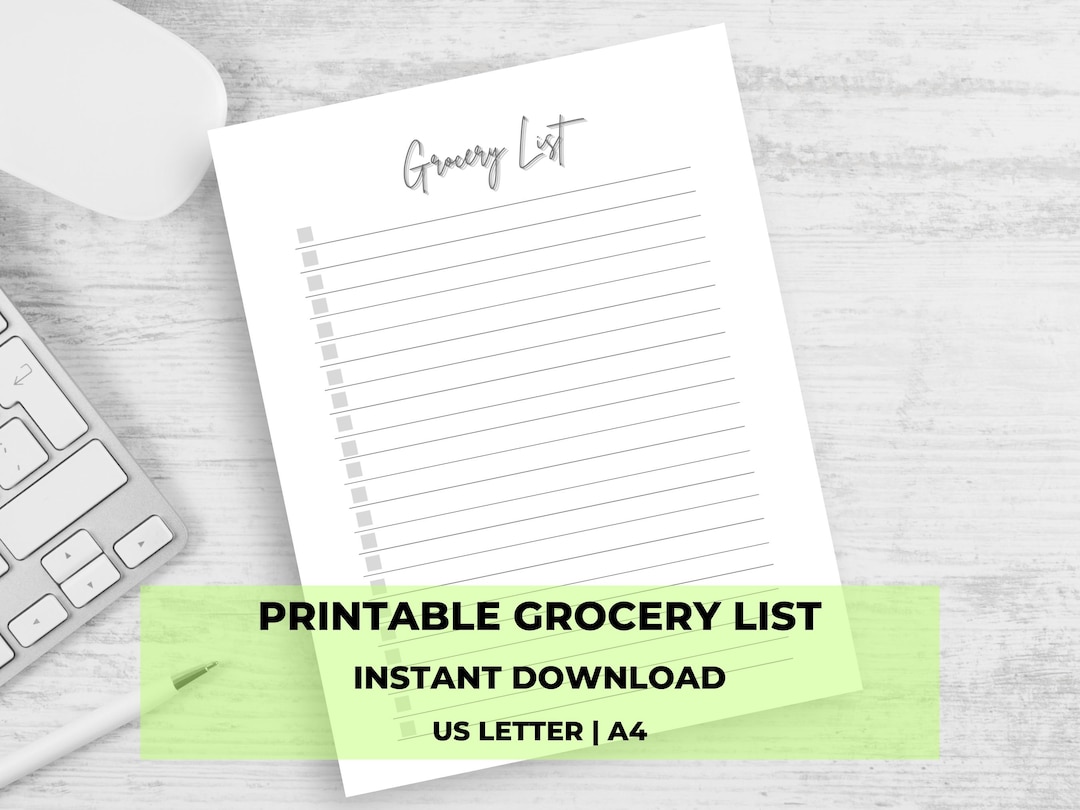 Grocery List Template Printable, Grocery Planner PDF, Food Shopping ...