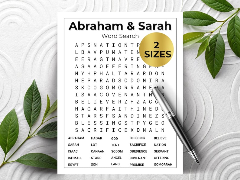 Abraham and Sarah Word Search Puzzle, Bible Word Search, Torah, Church ...
