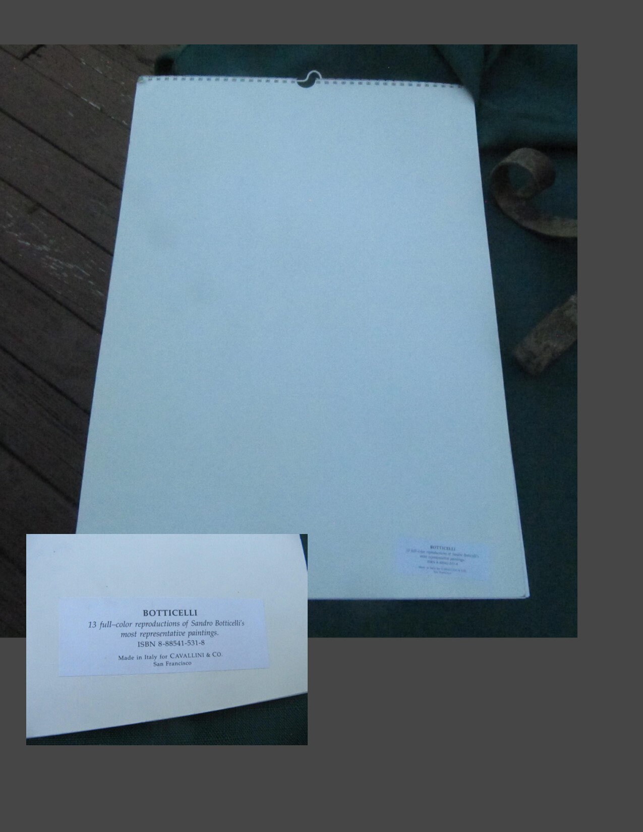 1995 BOTTICELLI FULL CALENDAR Sandro Botticelli Large Vintage Wall ...