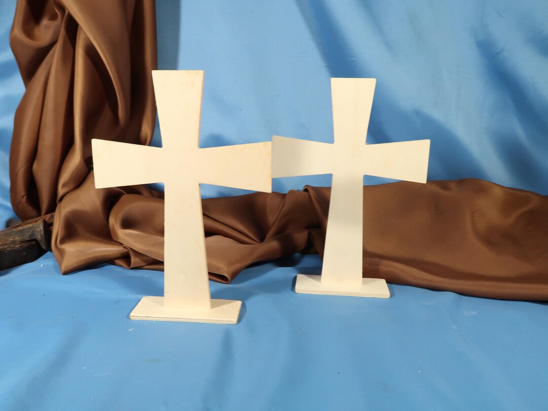 UNPAINTED CROSS of WOOD, 9 Inch Cross to Paint, Free Standing Crucifix ...