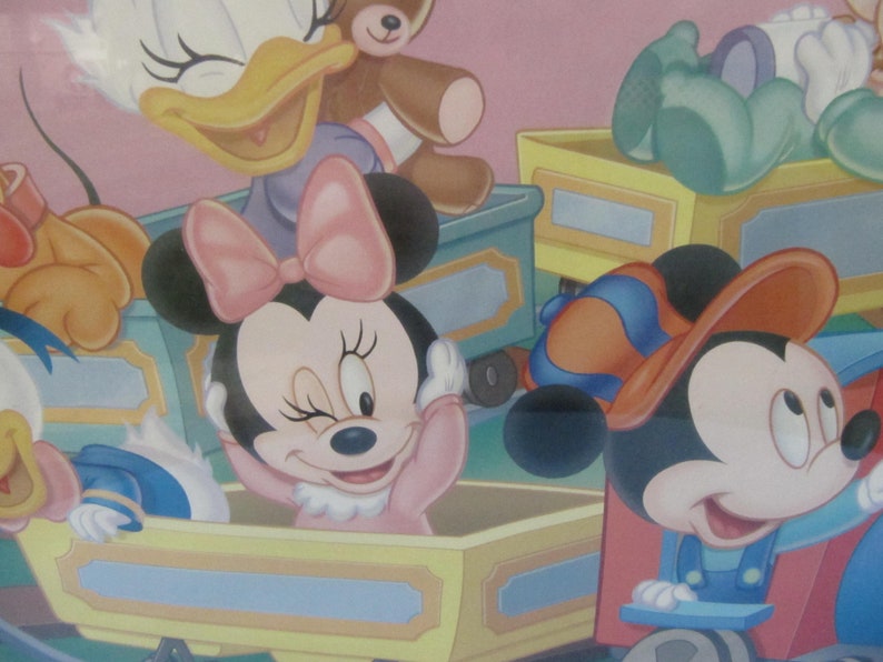 DISNEY O.S.P PRINT of Disney Characters on Train 16 Inch by | Etsy
