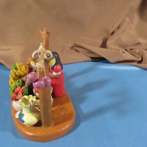 MEXICAN FOLK ART, Miniature Mexican Market Scene of Clay Seramic ...