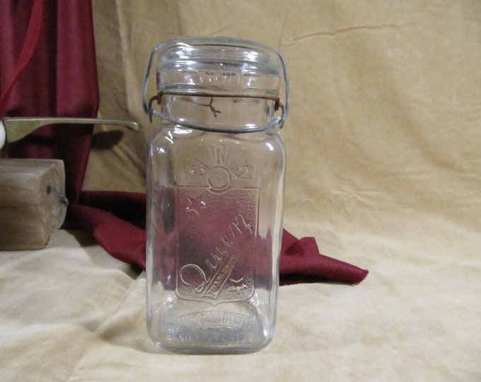 QUEEN MASON JAR, Queen Trademark Widemouth Adjustable Antique Meta ...