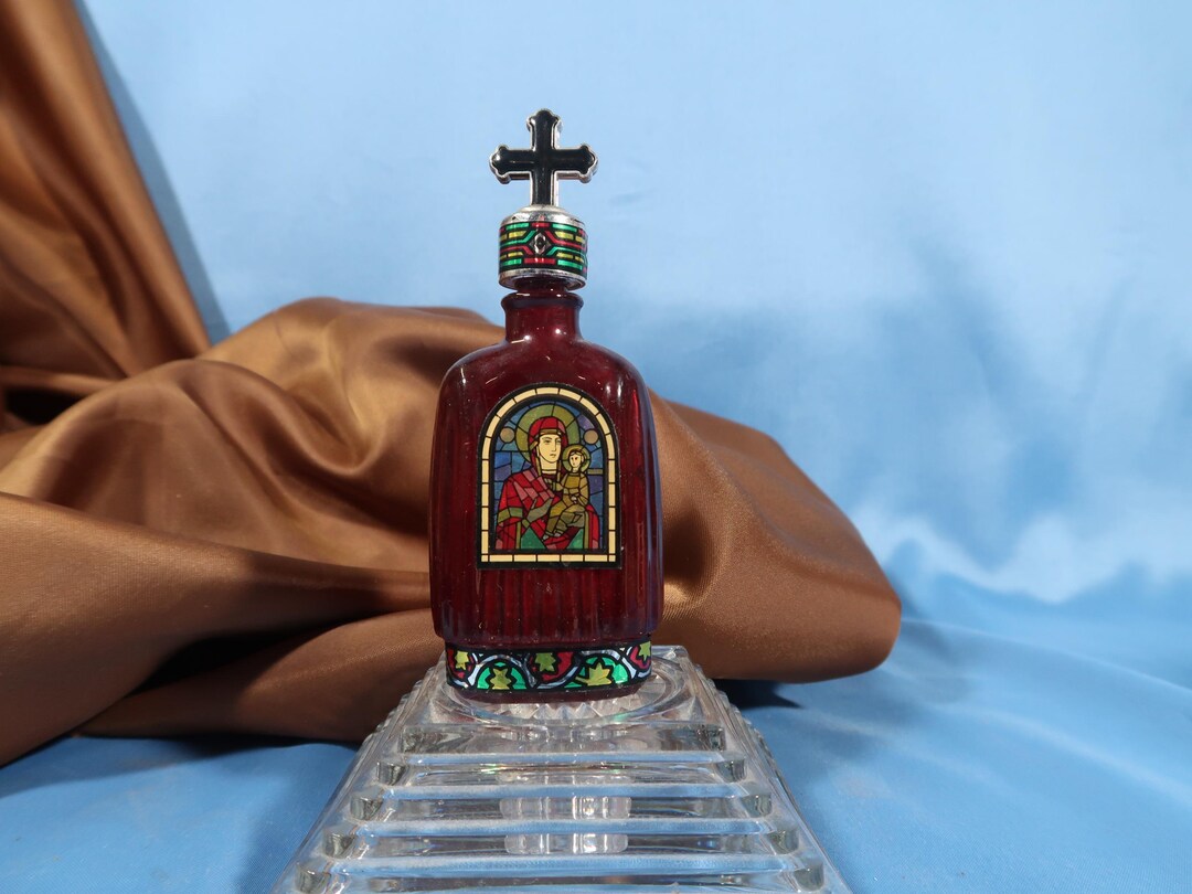 HOLY WATER BOTTLE, Young Jesus Blessed Mother Greek Orthodox Antique ...