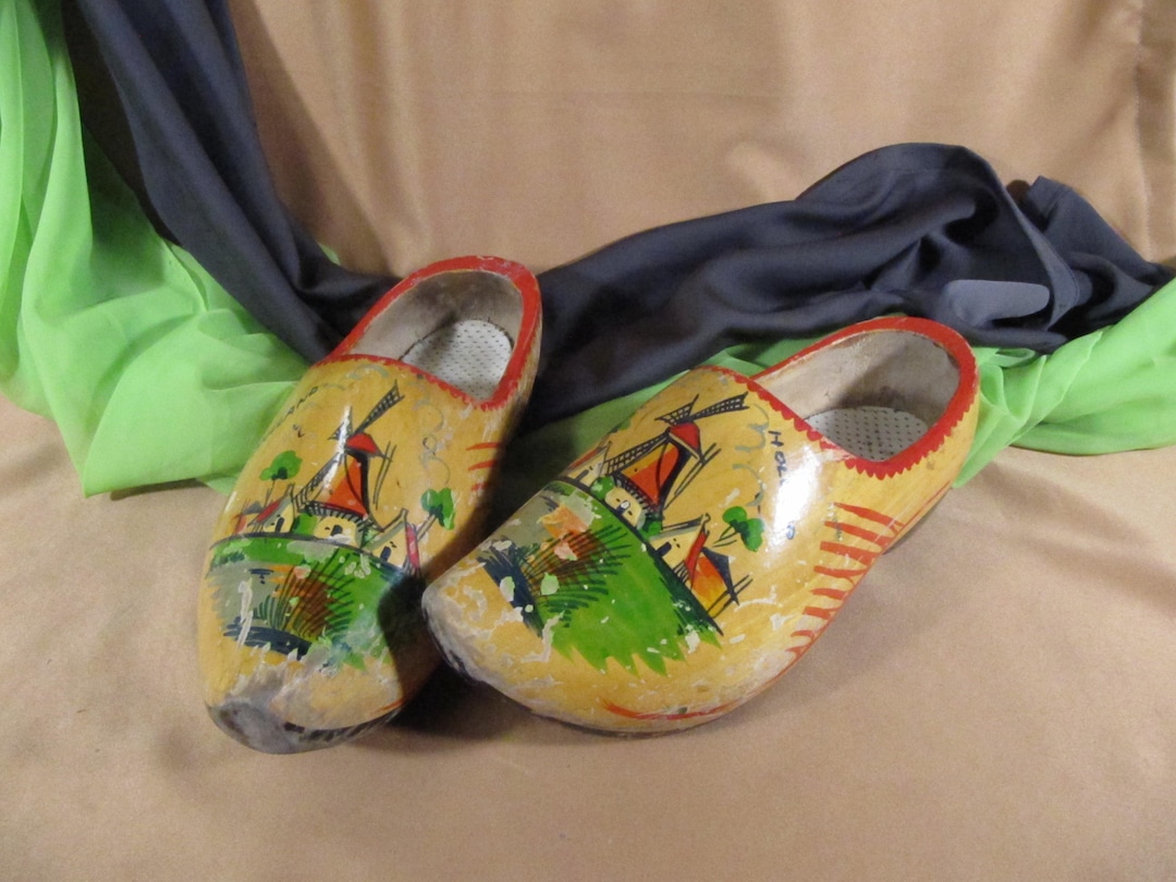 VINTAGE KLOMPEN CLOGS, Vintage Wooden Shoes, Dutch Klompen Wood Clogs W ...