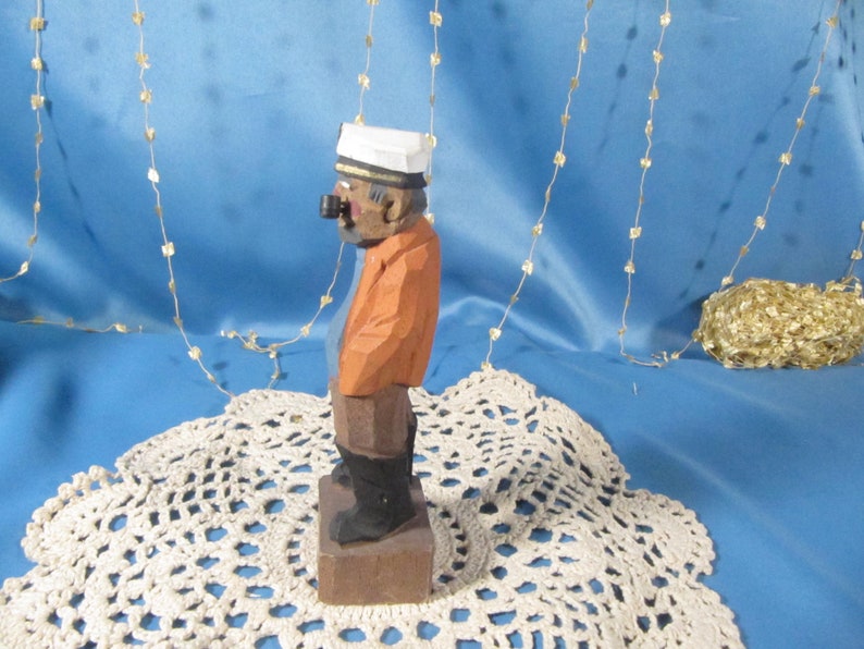 Sea Captain Figurine Vintage Wood Carving Statue Wooden Sea - Etsy