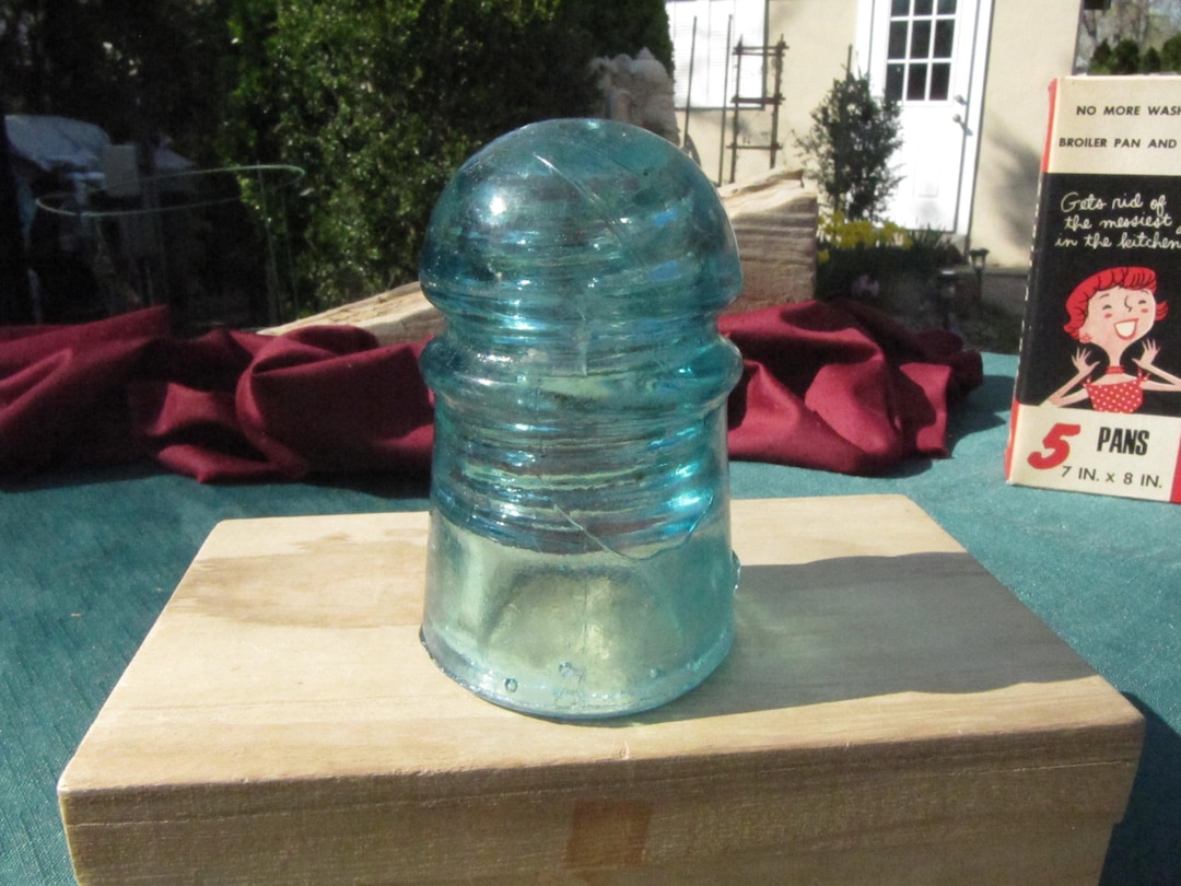 STAR EMBOSSED INSULATOR, Antique Glass Insulators,aqua Blue Number ...