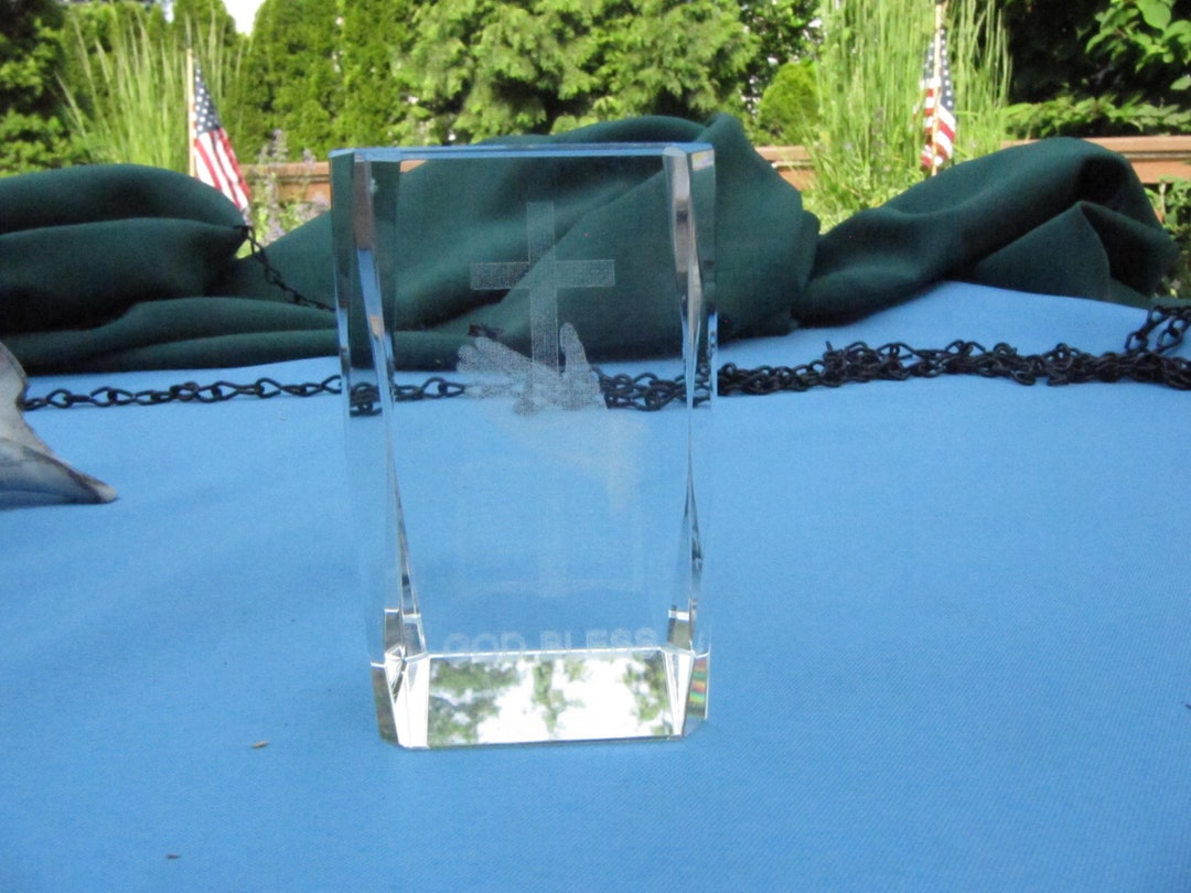 GOD BLESS GLASS Paperweight,praying Hands of Clear Solid Glass Paper ...