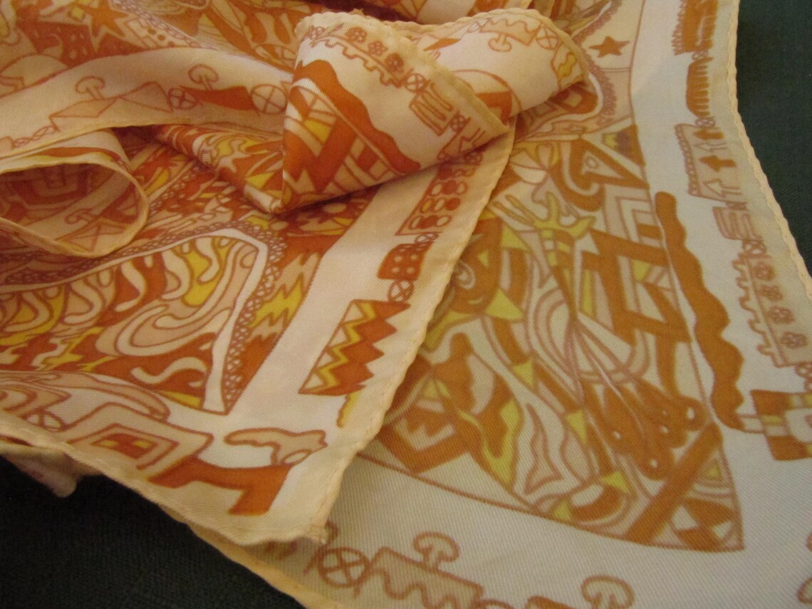 RETRO 1960s SCARF Made in Japan Antique All Acetate Twill - Etsy