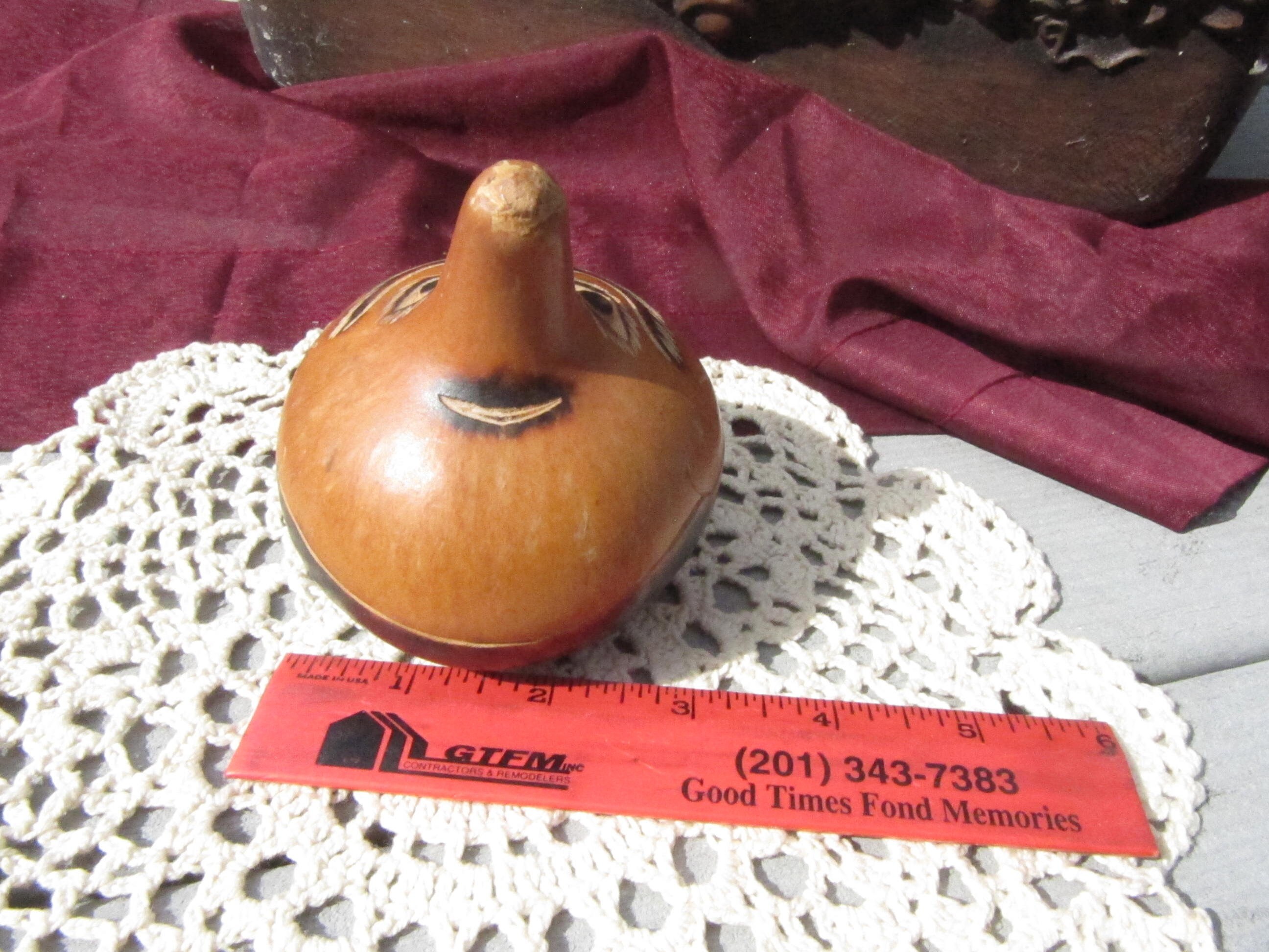 Folk Art Gourd with Pyrography design unque South American Folk Art ...