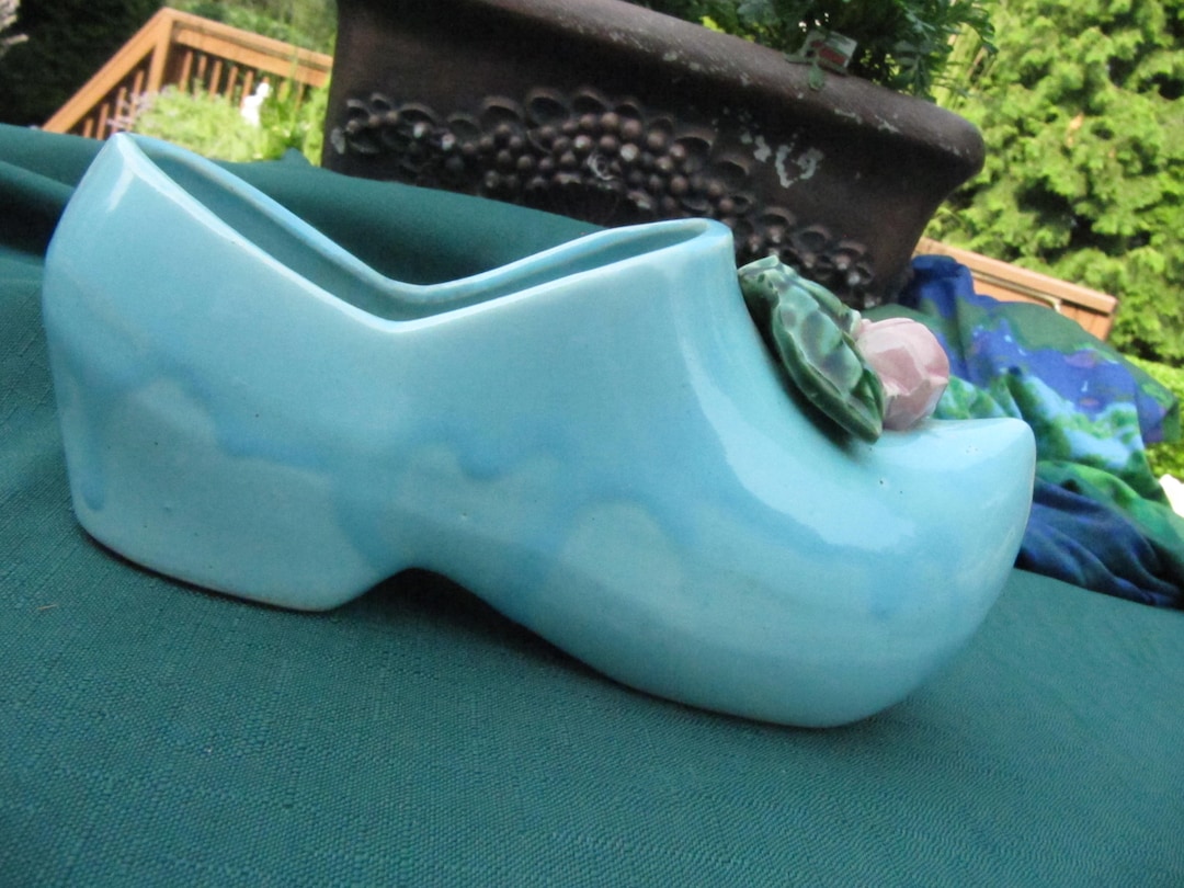 BLUE Mccoy SHOE PLANTER,1950 Mccoy Planter Shoe, Small Shoe Mccoy ...