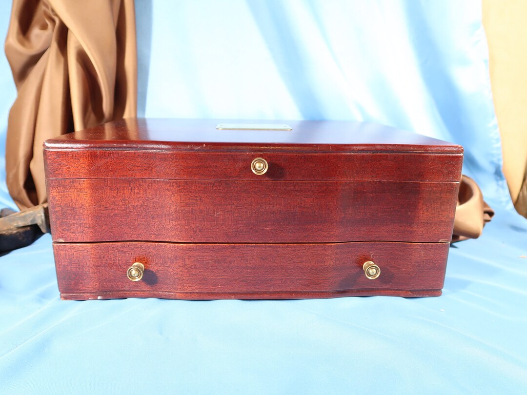 Antique Silverware Box, Solid Wood Silverware Chest, Flatware Storage ...