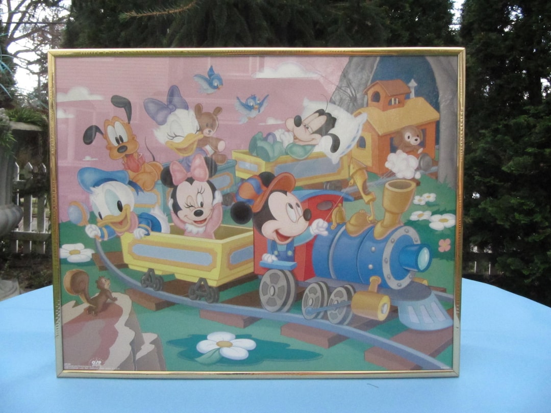 DISNEY O.S.P PRINT of Disney Characters on Train, 16 Inch by 20 Inch ...