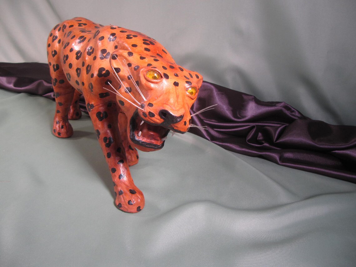 CHEETAH of LEATHER, African Art 18 Inch Cheetah Hand Crafted of Leather ...