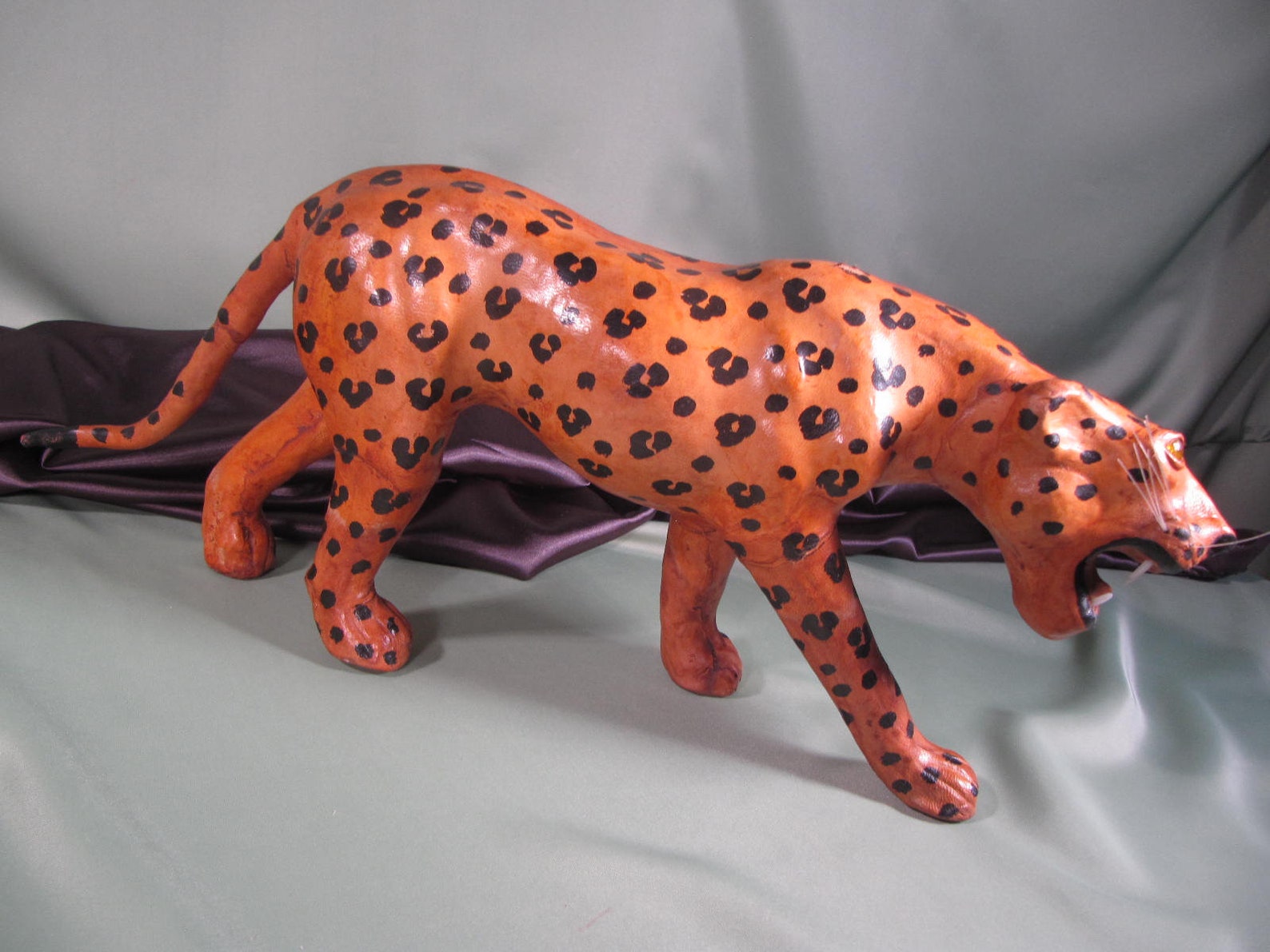 CHEETAH of LEATHER, African Art 18 Inch Cheetah Hand Crafted of Leather ...