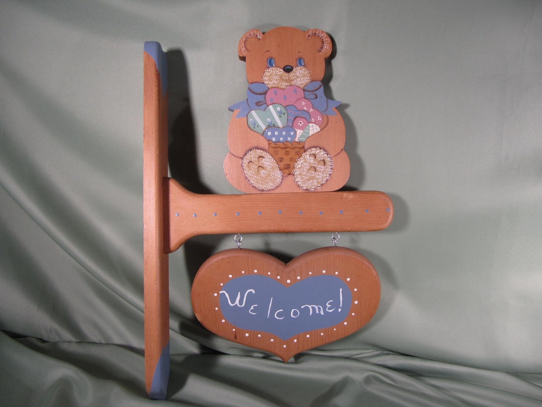 TEDDY BEAR BRACKET Sign, Teddy Bear Welcome Indoor Hanging Sign,hanging ...