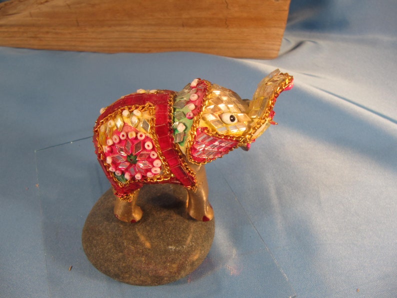 MINIATURE ELEPHANT, Mirrored and Decorated Elephant From India ...