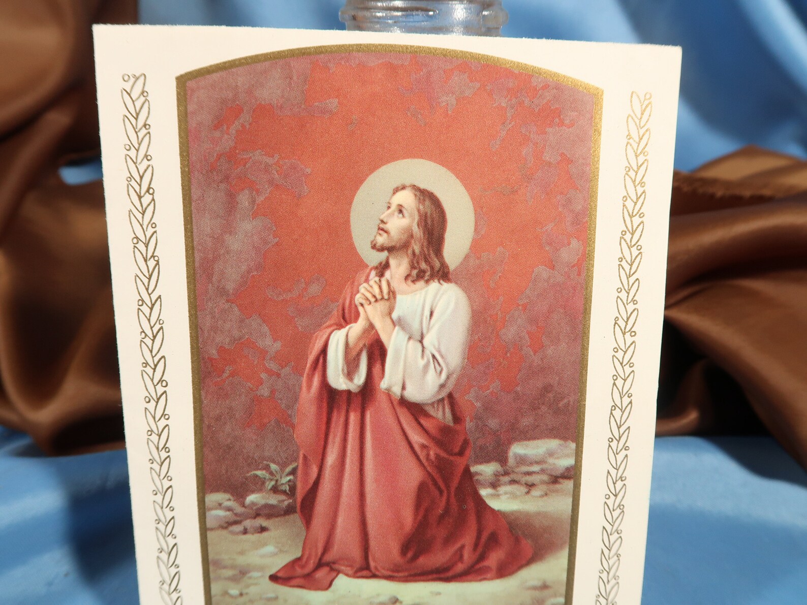 PRAYING JESUS VINTAGE Print, With Sympathy Card, Sacred Heart Antique ...