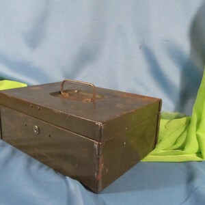 Antique Lock Box, Metal Lock Box, Vintage Metal Bin, Metal Storage Box ...