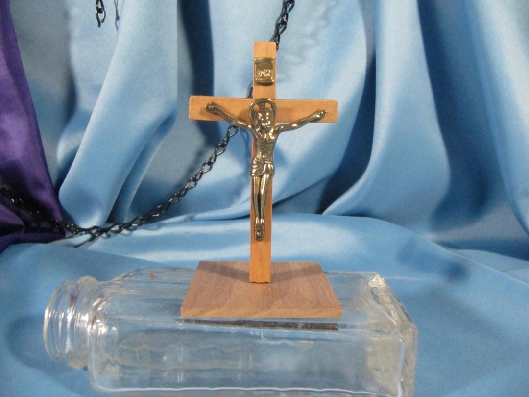 Inri Wood Cross, Vintage Cross Statue, Wood Carved Antique, Wooden ...