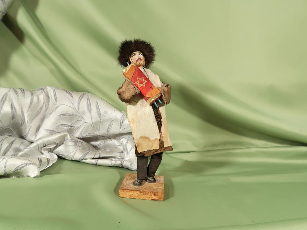 HEBREW FOLK ART Statue of Rabbi With Torah, Whimsical Yiddish Folk Art ...