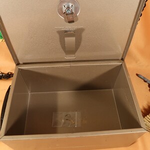 ANTIQUE METAL LOCK Box With Working Rockaway Metal Products Company and ...